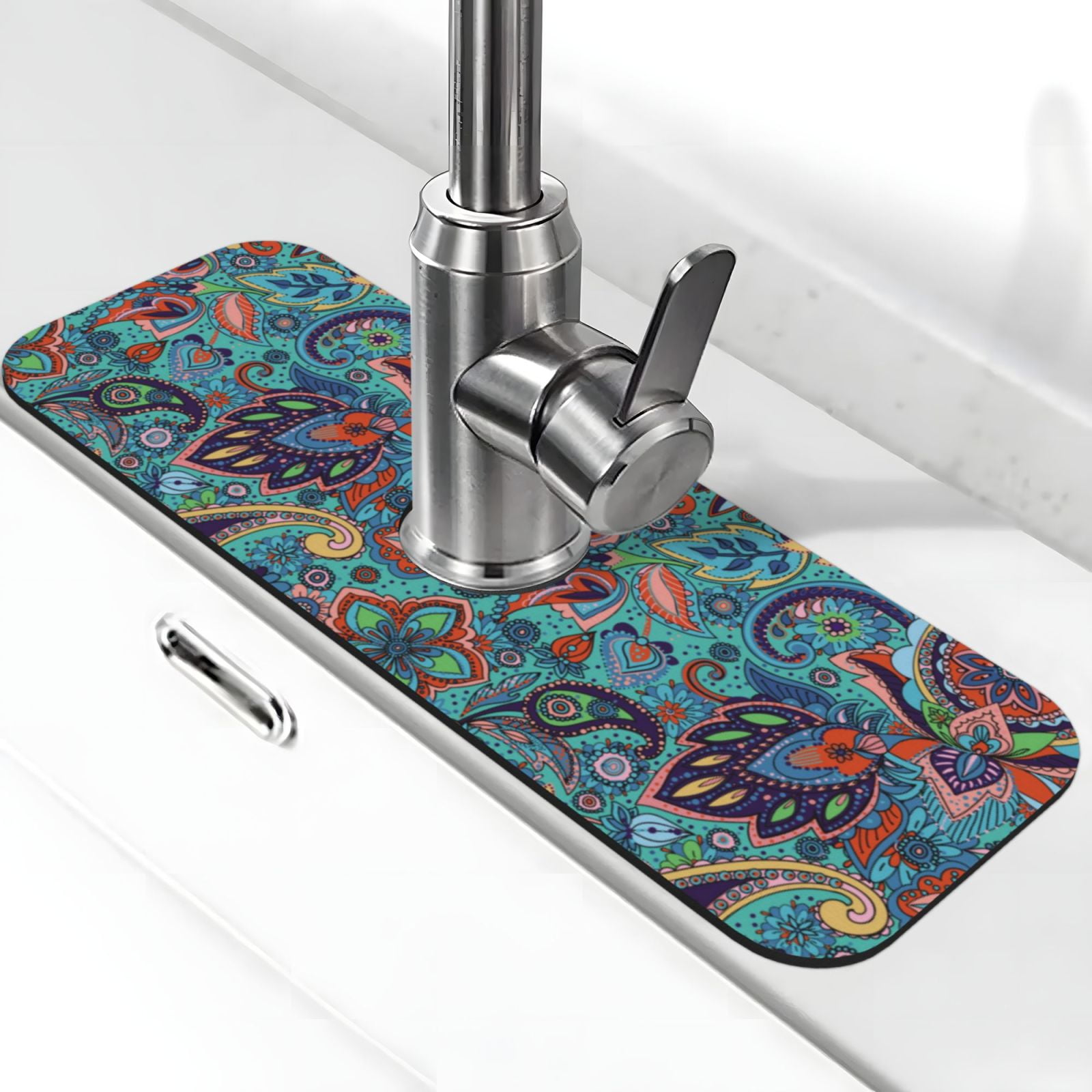 Faucet Mat for Kitchen Sink Splash Guard Paisley Pattern No.9045 ...