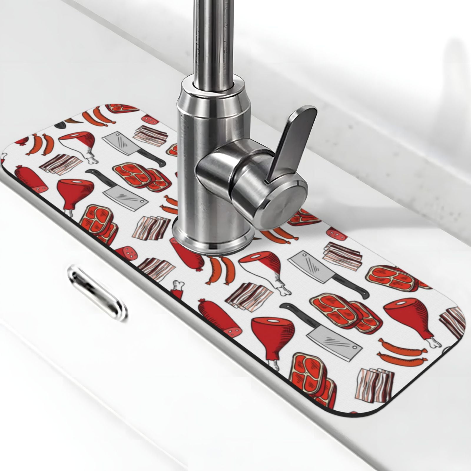 Faucet Mat for Kitchen Sink Splash Guard red food Absorbent Fast Drying ...