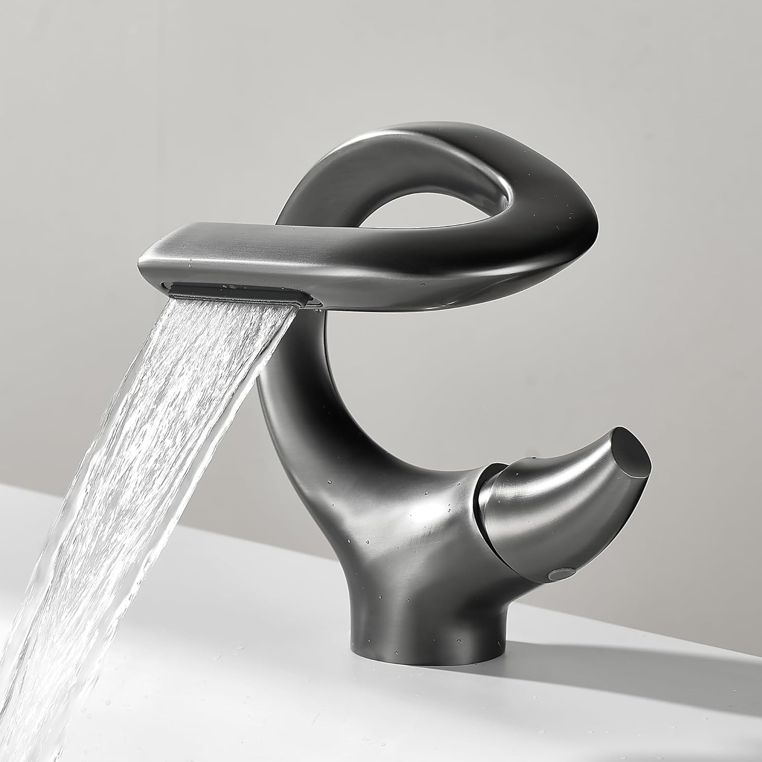 Faucet S Shaped Waterfall Creative Bathroom Mixer Hot & Cold Basin Tap ...