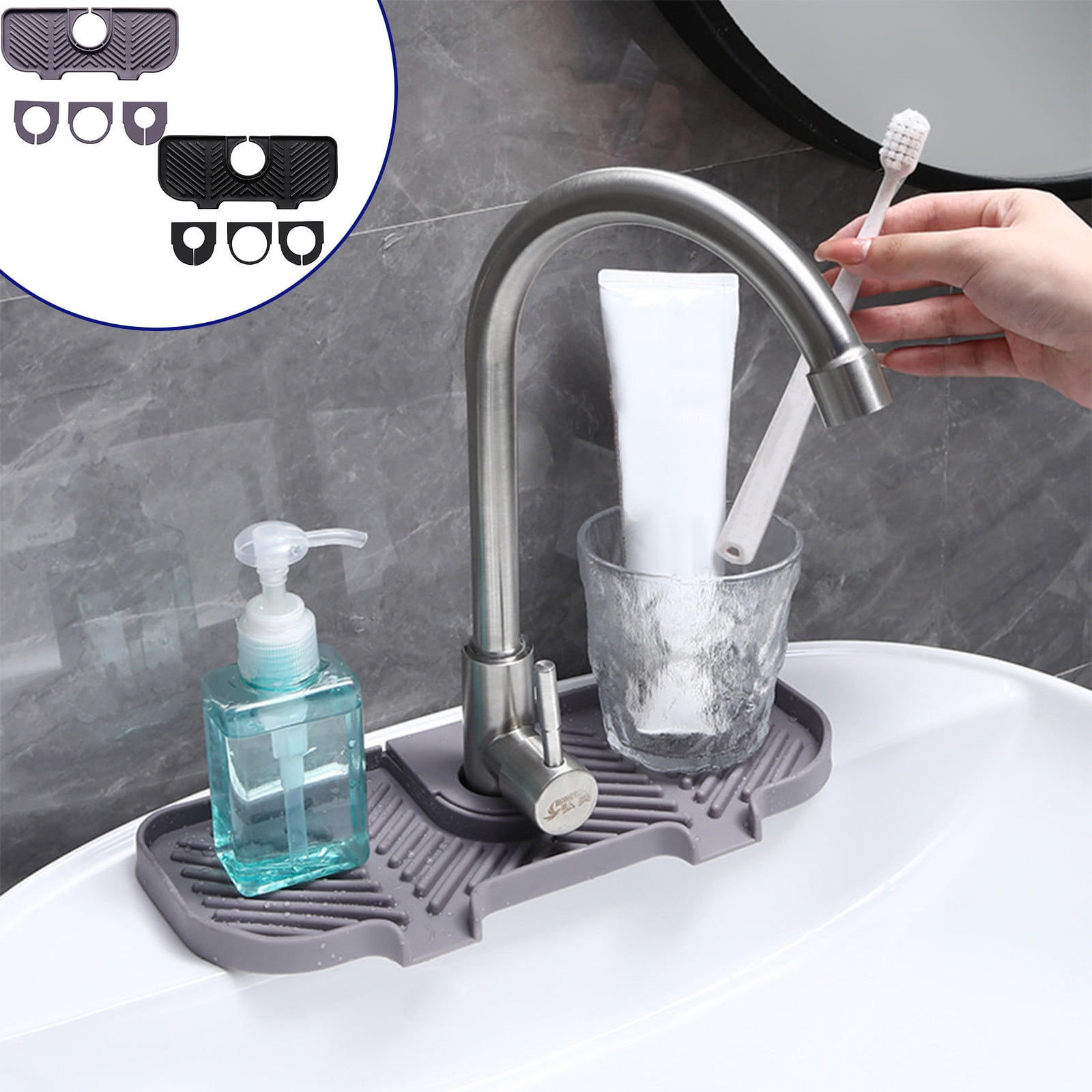 Faucet Splash Guard, Water Catcher Mat, Non-Slip Rubber Base, Easy ...
