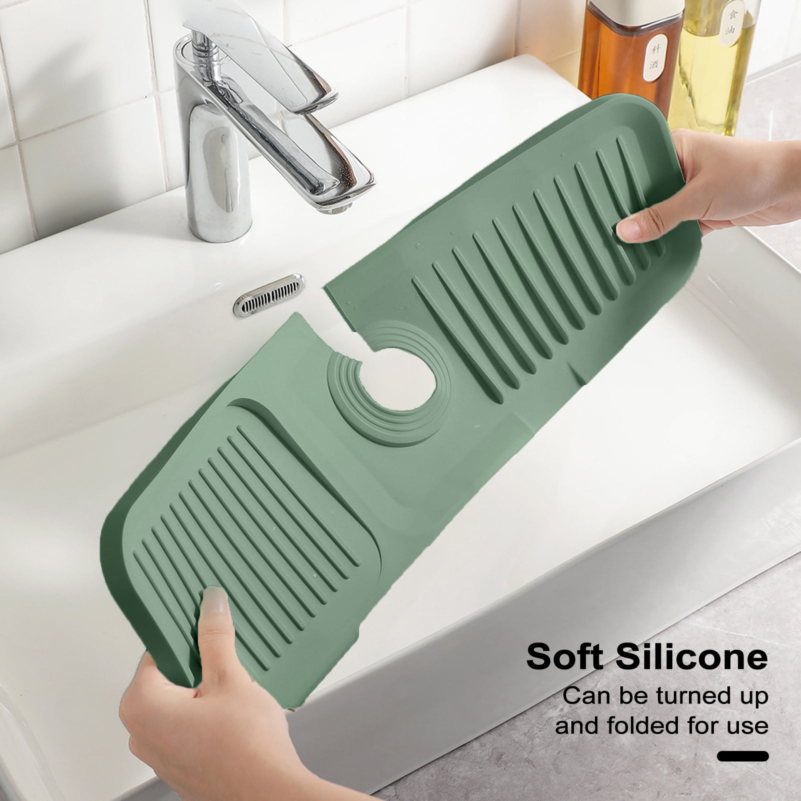 Faucet Splash Pad Kitchen Faucet Stopper Silicone Faucet Drain Mat ...