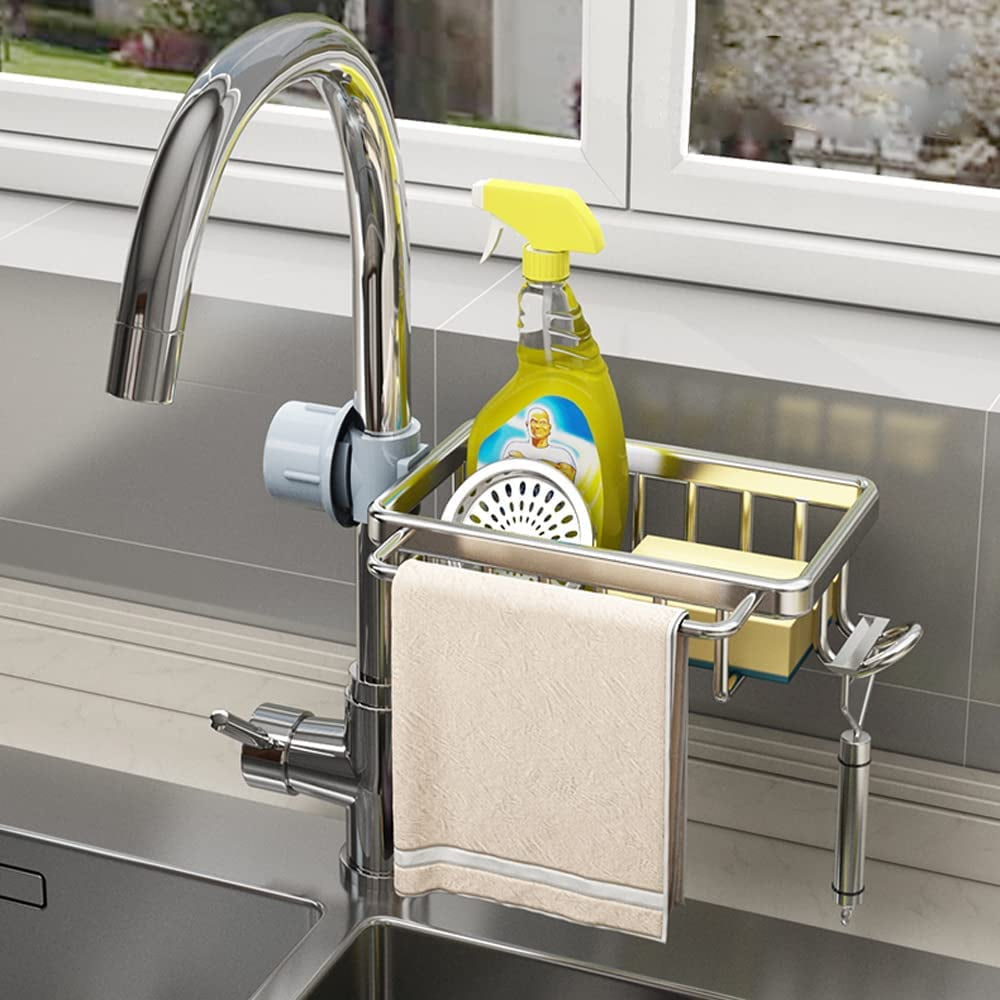 Faucet Sponge Holder Kitchen Sink Caddy Organizer - Over Faucet Hanging ...