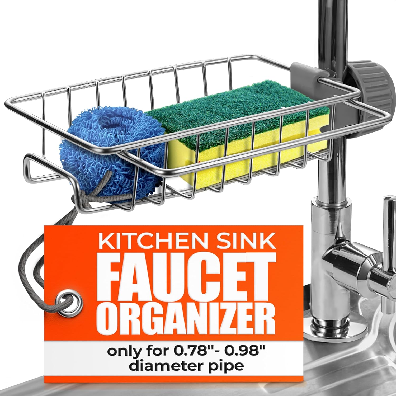 Faucet Sponge Holder for Kitchen Sink - Fits for 0.78"-0.98" Diameter ...