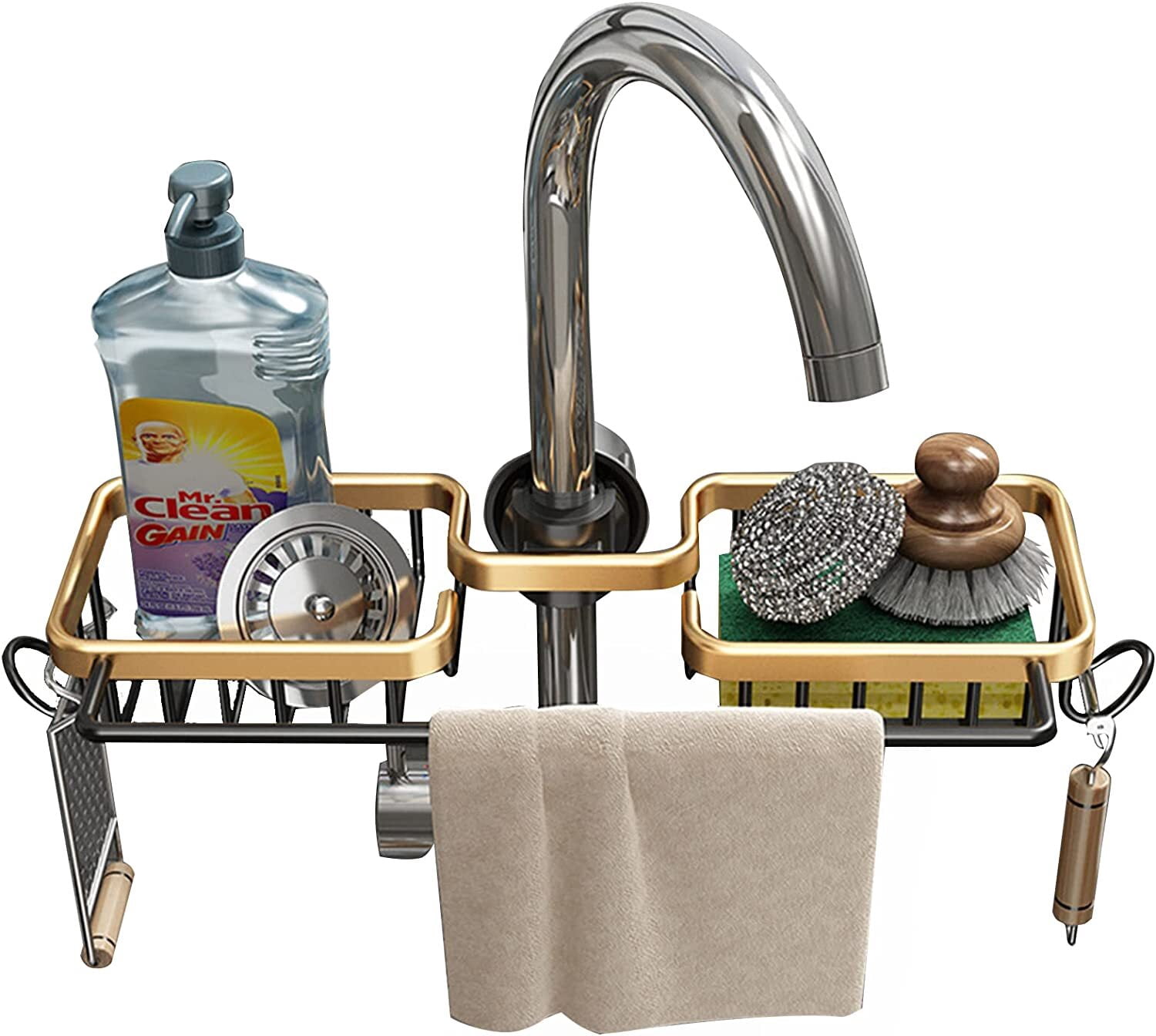 Faucet Sponge Holder,Sink Rack Organizer, Faucet Drain Rack,Aluminum ...