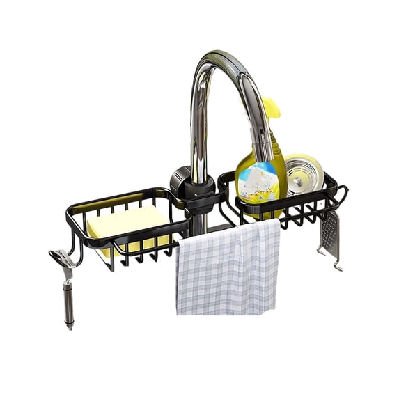 Faucet Storage Rack, Kitchen Sink Organizer with Hooks, No-tool Llation ...