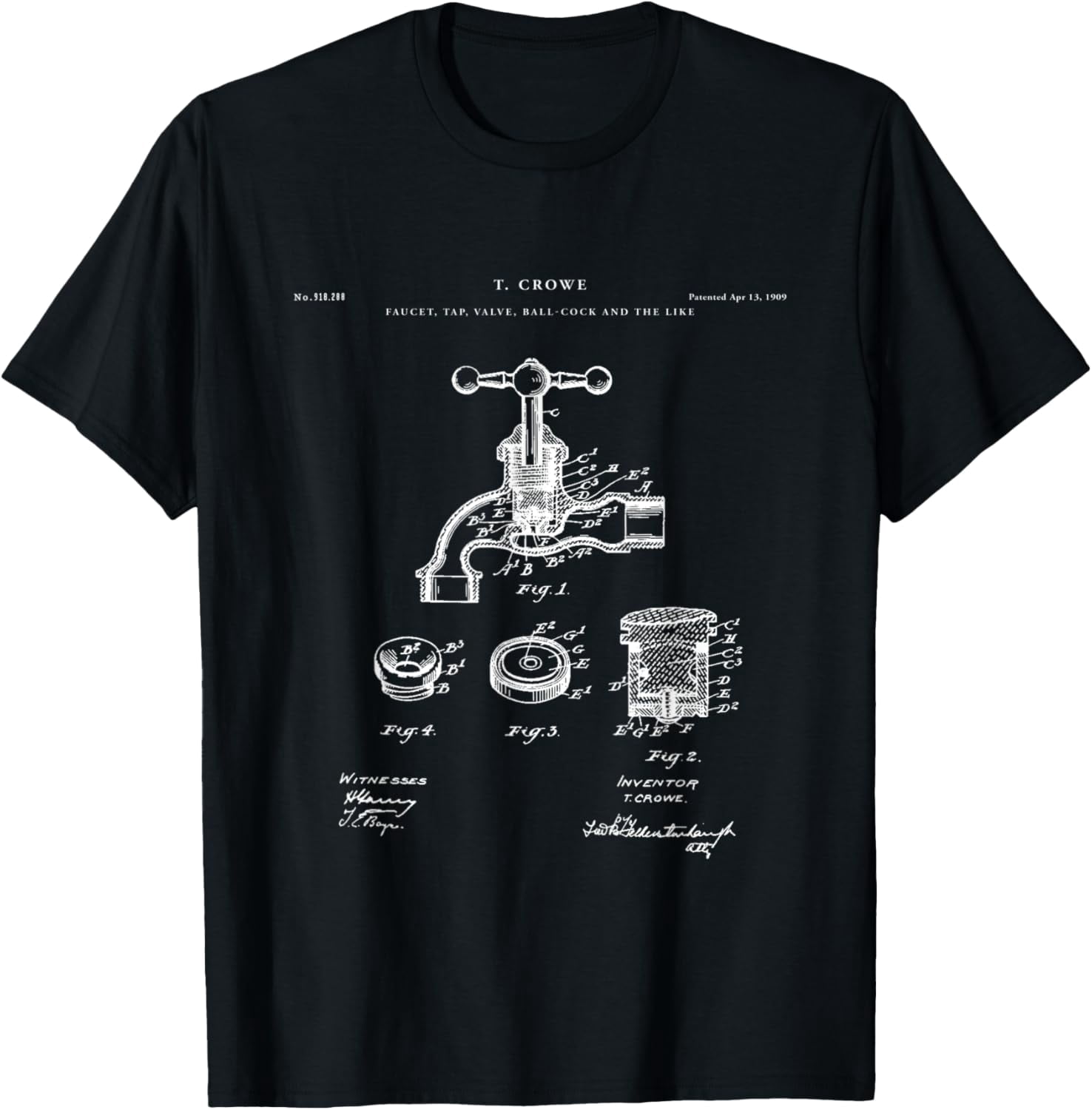Faucet Valve Patent - Bathroom T-Shirtmen and women can wear, black ...