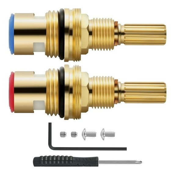 Faucet Valves Replacement Hot And Cold Water Spools Brass Ceramic Stem ...