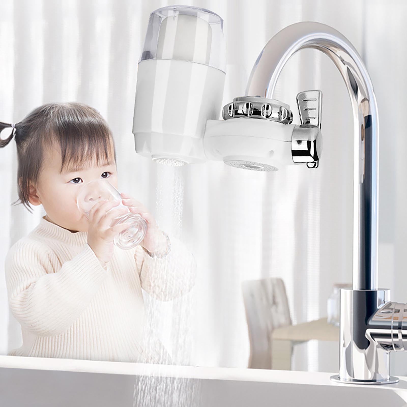 Faucet Water Filter for Kitchen Tap – Zero Electricity, 24,000L Ceramic ...