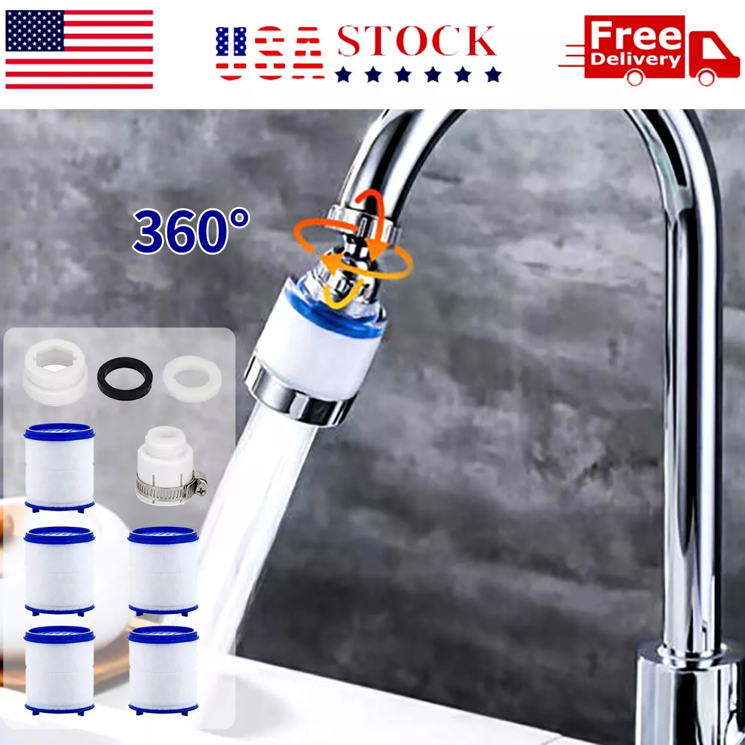 Faucet Water Filter Tap Filtration Kitchen Bathroom Sink Mount Purifier ...