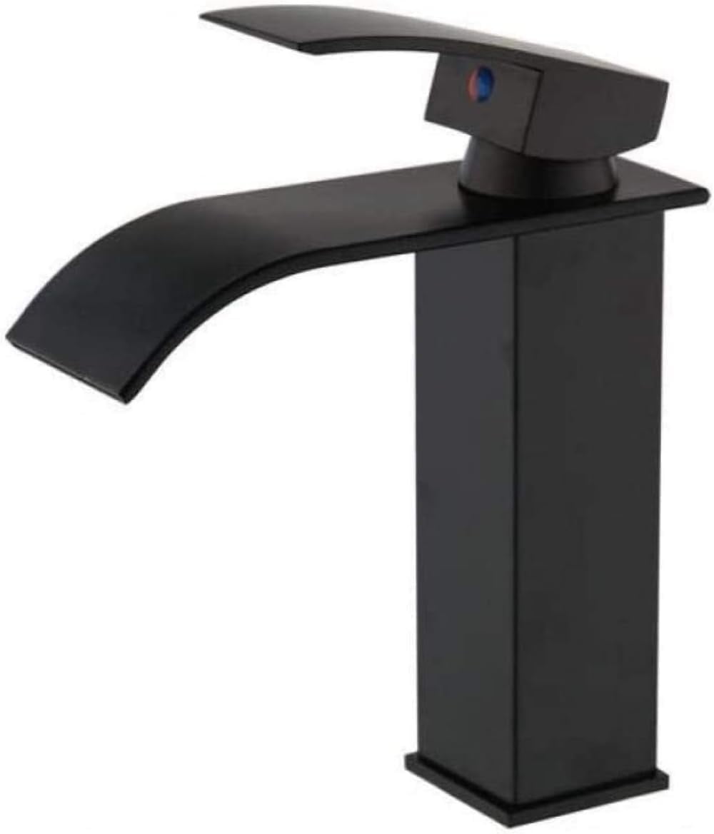 Faucet Waterfall Bathroom Faucet Black Painting Basin Sink Mixer Solid ...