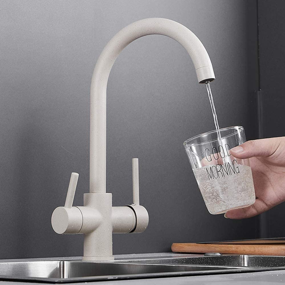 Faucets,3-Way Kitchen Granite, Beige, 360 ° Rotating, 2 Levers, Mixer ...