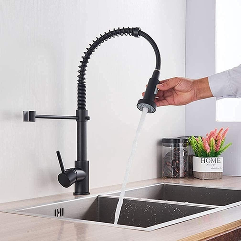 Faucets,Kitchen Faucet Single Handle 360 Swivel Mixer Tap Brushed Hot ...