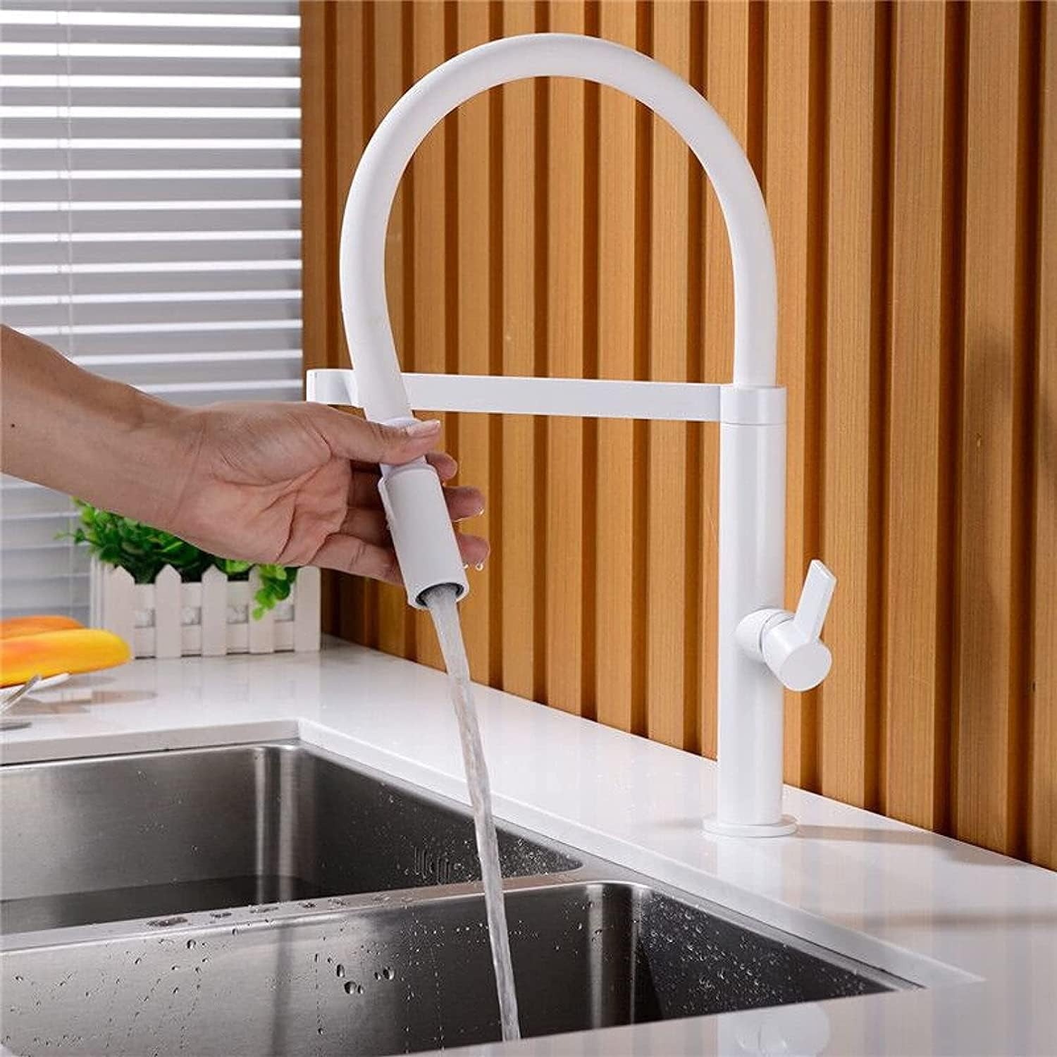 Faucets, Kitchen Sink Brass Pull Down Nozzle Mixer Tap Single Handle ...