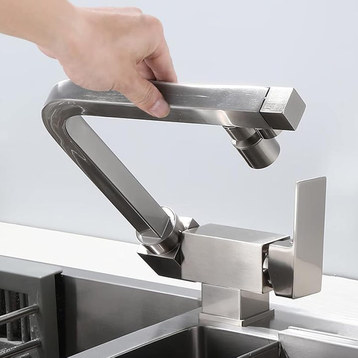 Faucets,Kitchen Tap 3 Way Folding Kitchen Sink Taps Brushed Kitchen Tap ...