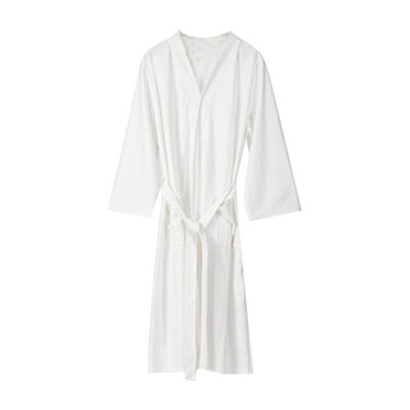 FashGudim 100% Cotton Knit Robe for Men Lightweight Summer Robes Thin Kimono Bathrobes Knee ...