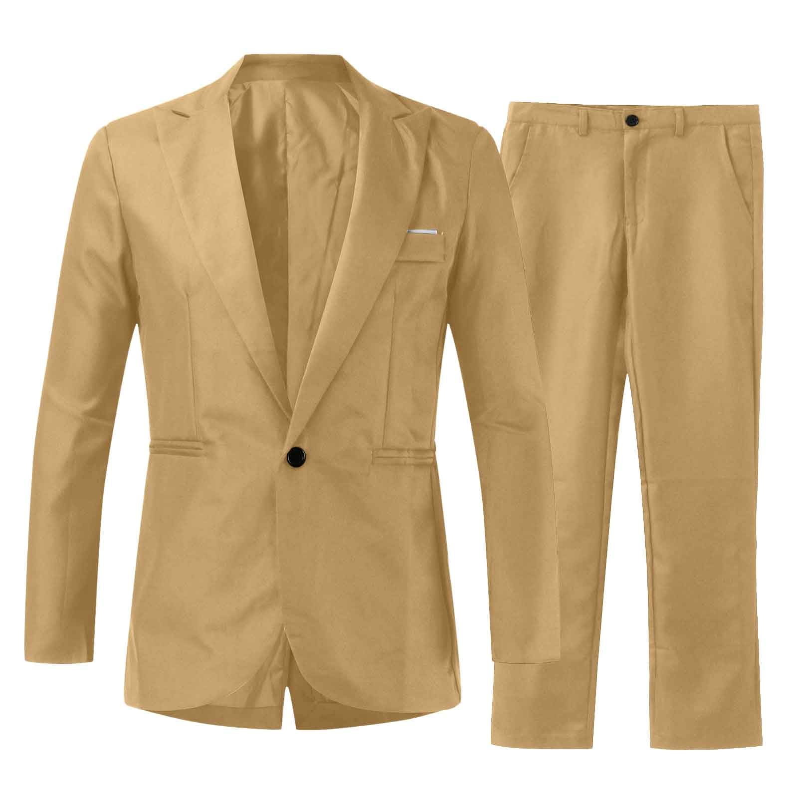 Fauean Mens Suits Pieces Elegant One Button Suit Jacket Straight Leg ...