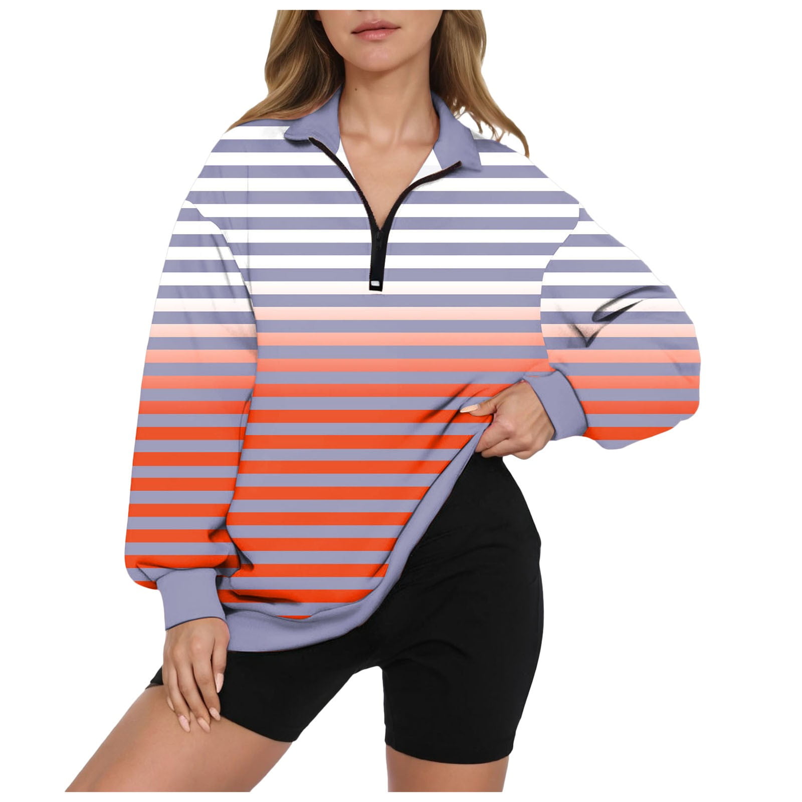 Fauean Quarter Zip Pullover Women Fashion Color Block Tops Women Blouse ... Fauean Quarter Zip Pullover Women Fashion Color Block Tops Women Blouse ...