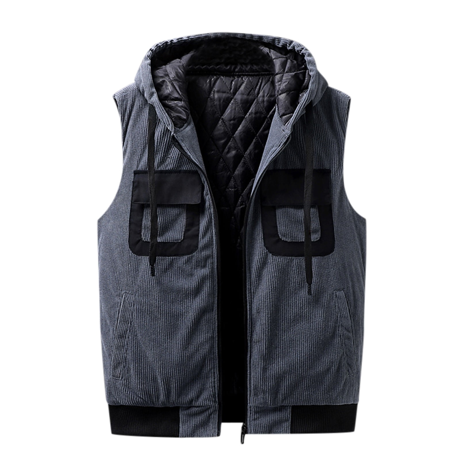 Fauean Vest for Men Cotton Casual Keep Warm Zipper Removable Hooded ...