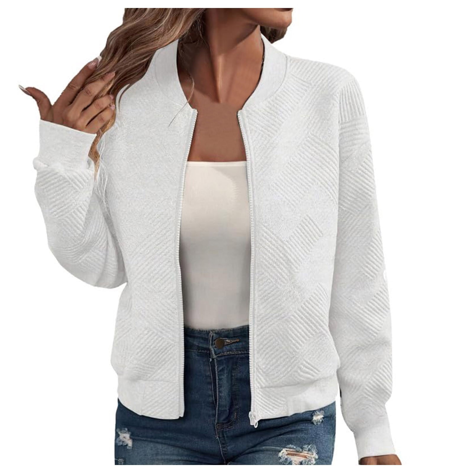 Fauean Womens Jackets Casual Long Sleeve Full Zip Jacket Lightweight ... Fauean Womens Jackets Casual Long Sleeve Full Zip Jacket Lightweight ...