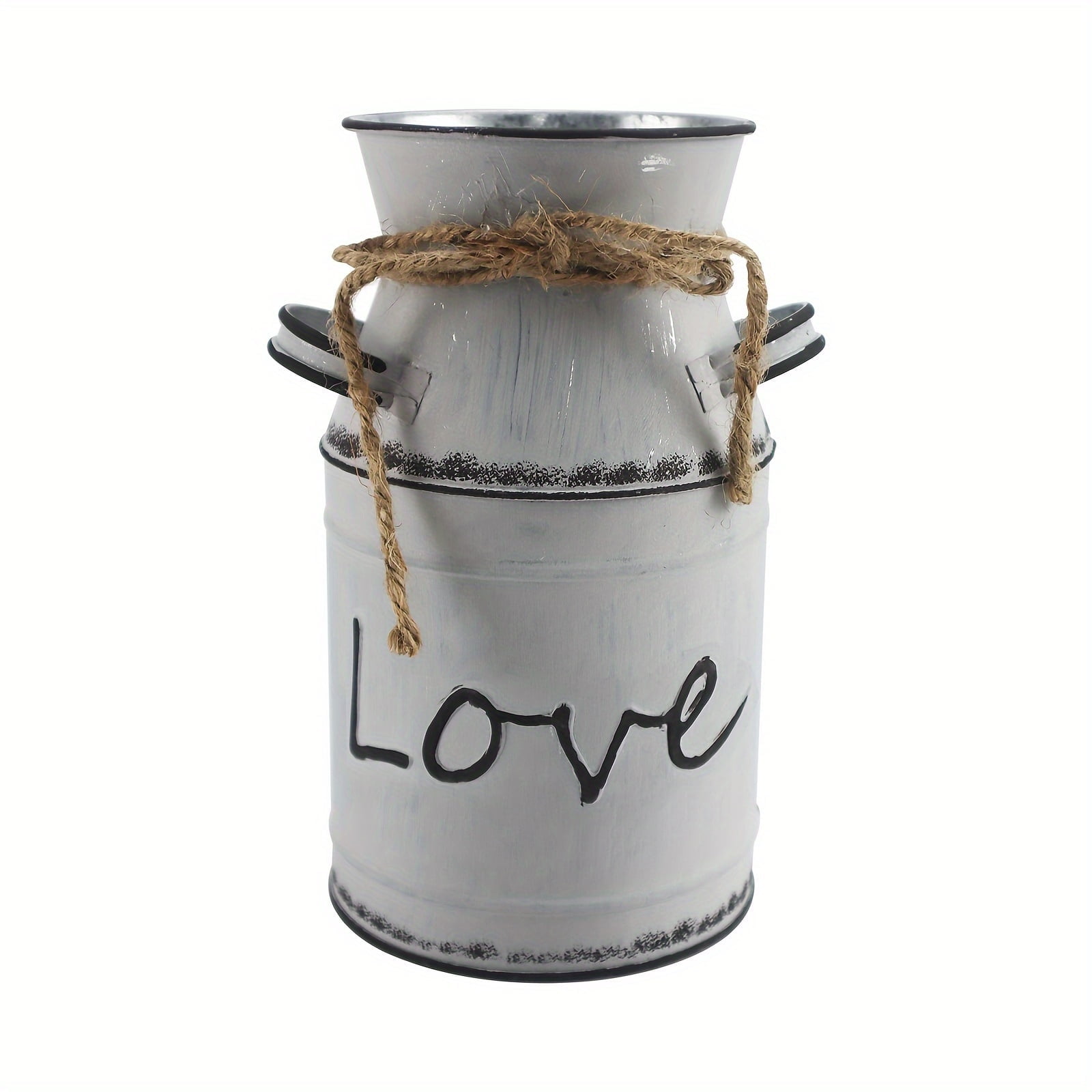 Fauevav Vintage Galvanized Metal Vase with Love Pattern Rustic ...