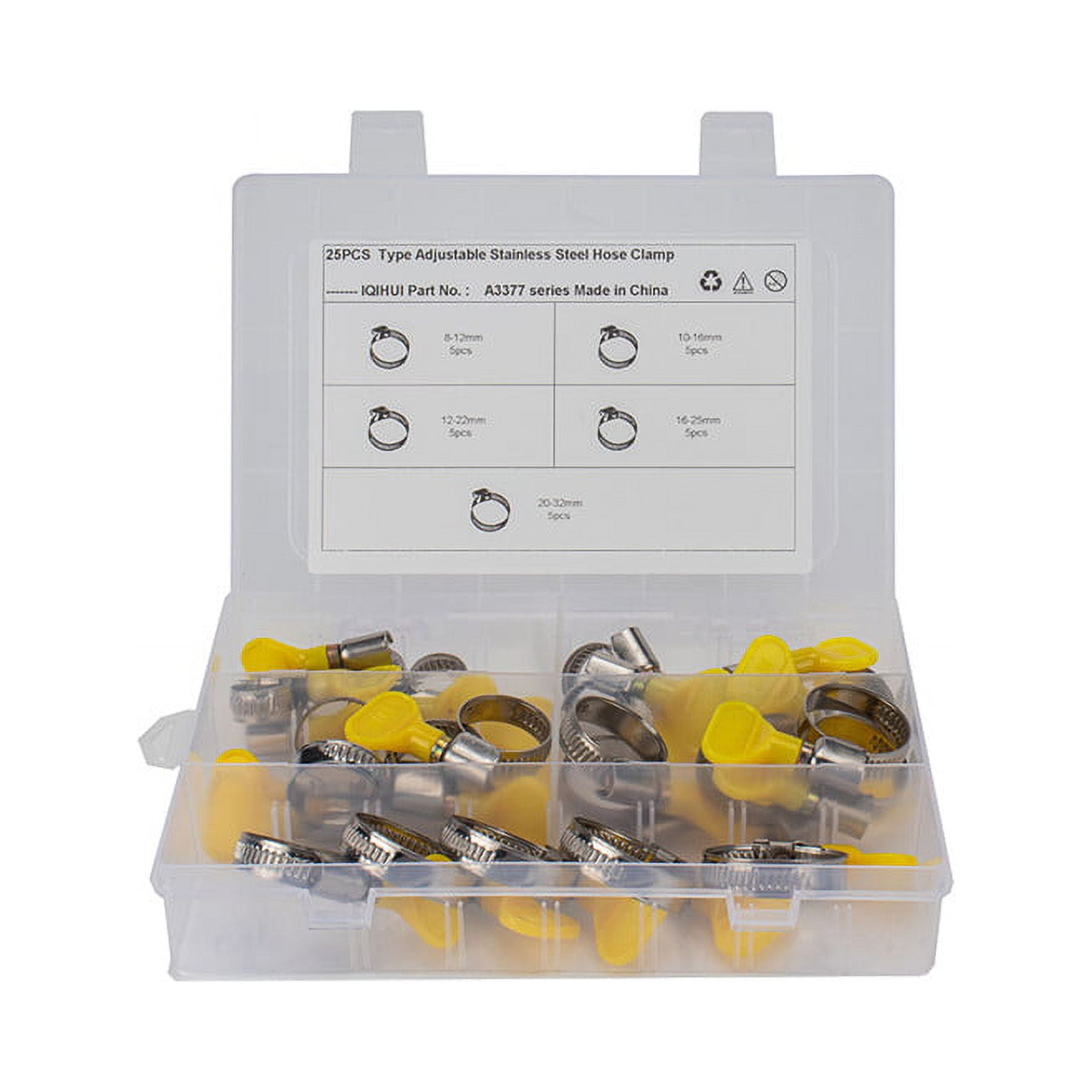 Fauful 25Pcs 8MM-32MM Stainless Steel Hose Clamp Gas Fuel Water Pipe ...