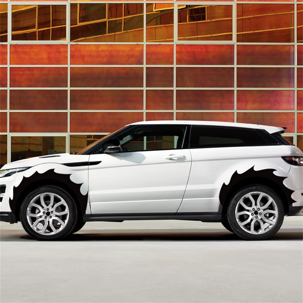 Fauful 4x Black Fender Sticker DIY Car Flame Sticker Fender Decal Cover ...