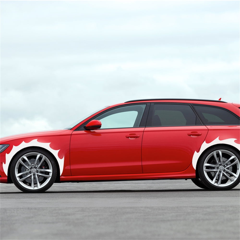 Fauful 4x Black Fender Sticker DIY Car Flame Sticker Fender Decal Cover ...