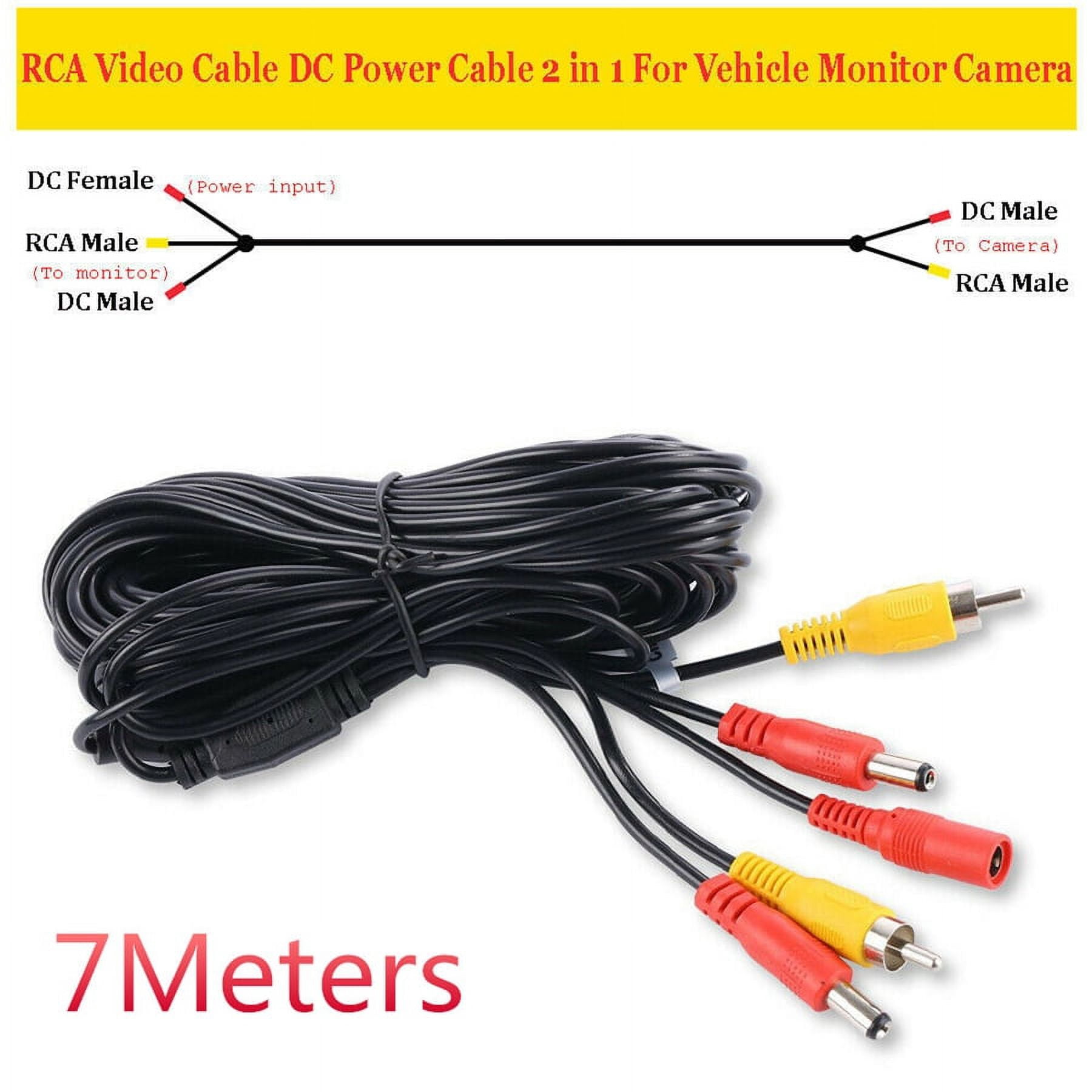 Fauful 7M Car RCA Power o Video AV Cable Extension Wire for Auto ...