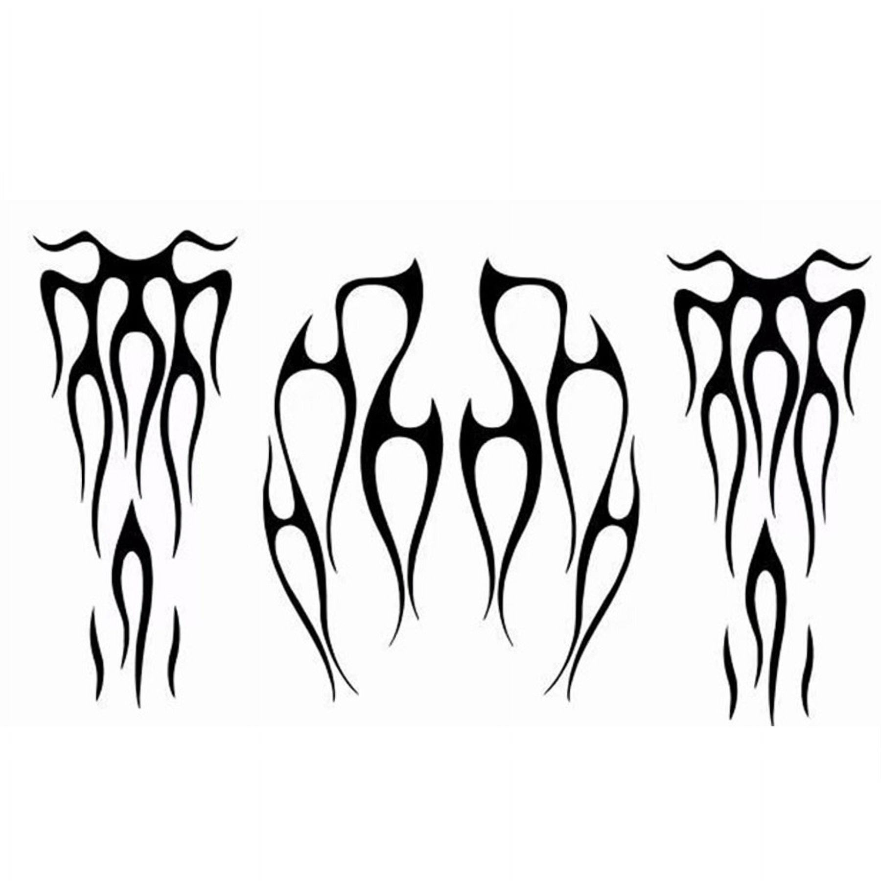 Fauful Motorcycle Gas Tank & Fender Decals Black Flame Sticker Kit ...