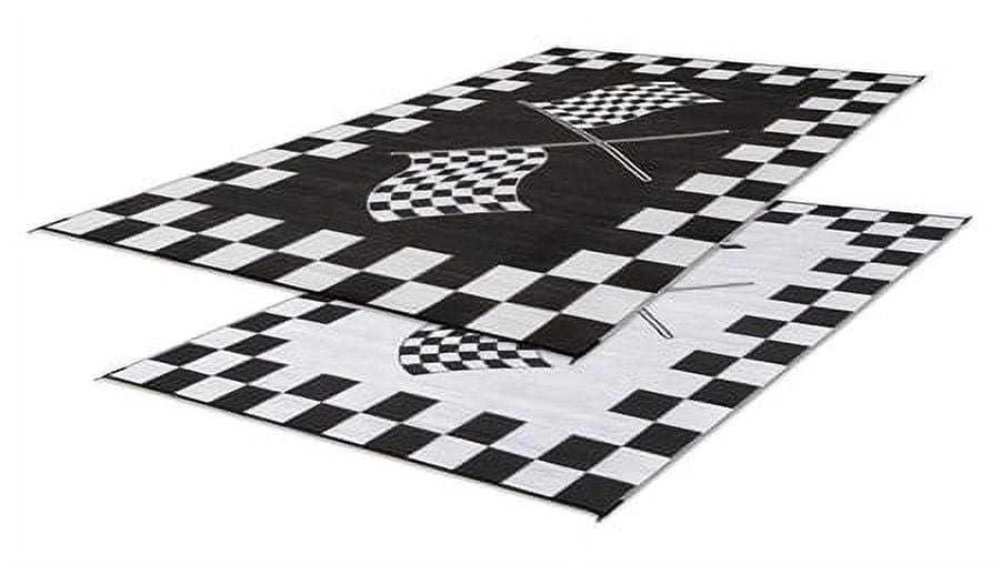 Faulkner 48707 Reversible Rv Outdoor Patio Mat - Black & White ...