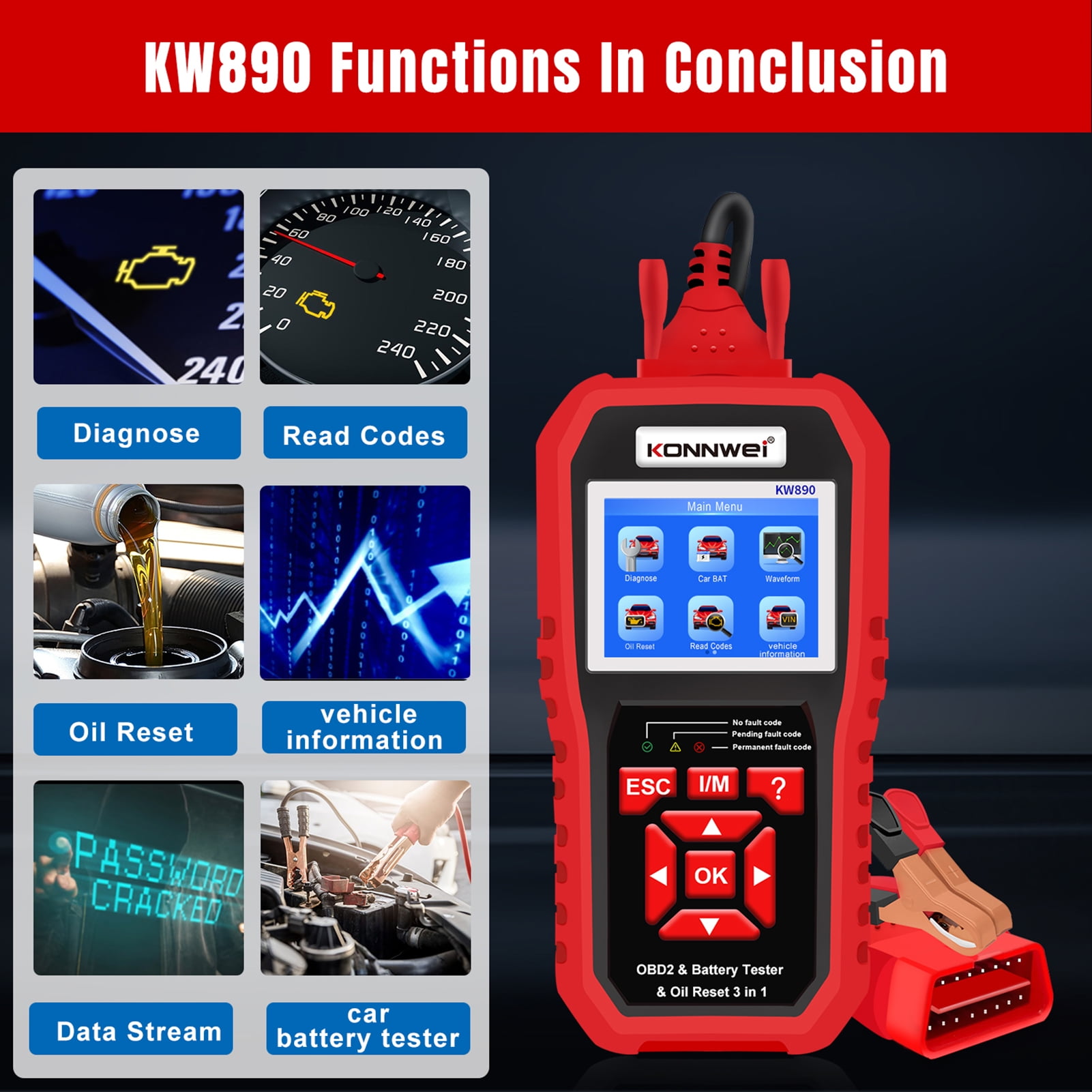 Fault diagnosis instrument,Battery Tester Special Tool Obd Oil Reset ...