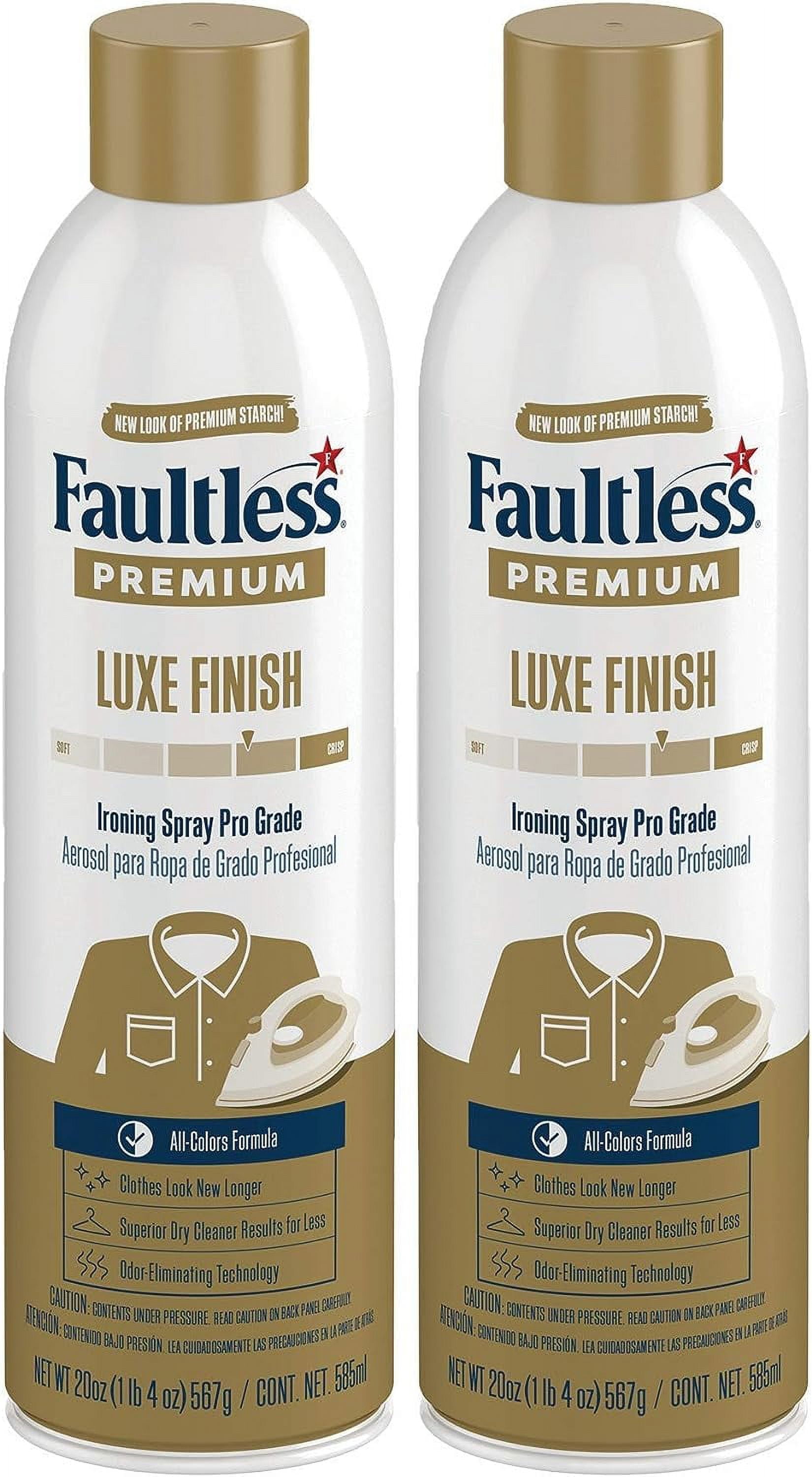 Faultless Ironing Spray, Premium, Luxe Finish, Pro Grade, 20 oz (Pack ...