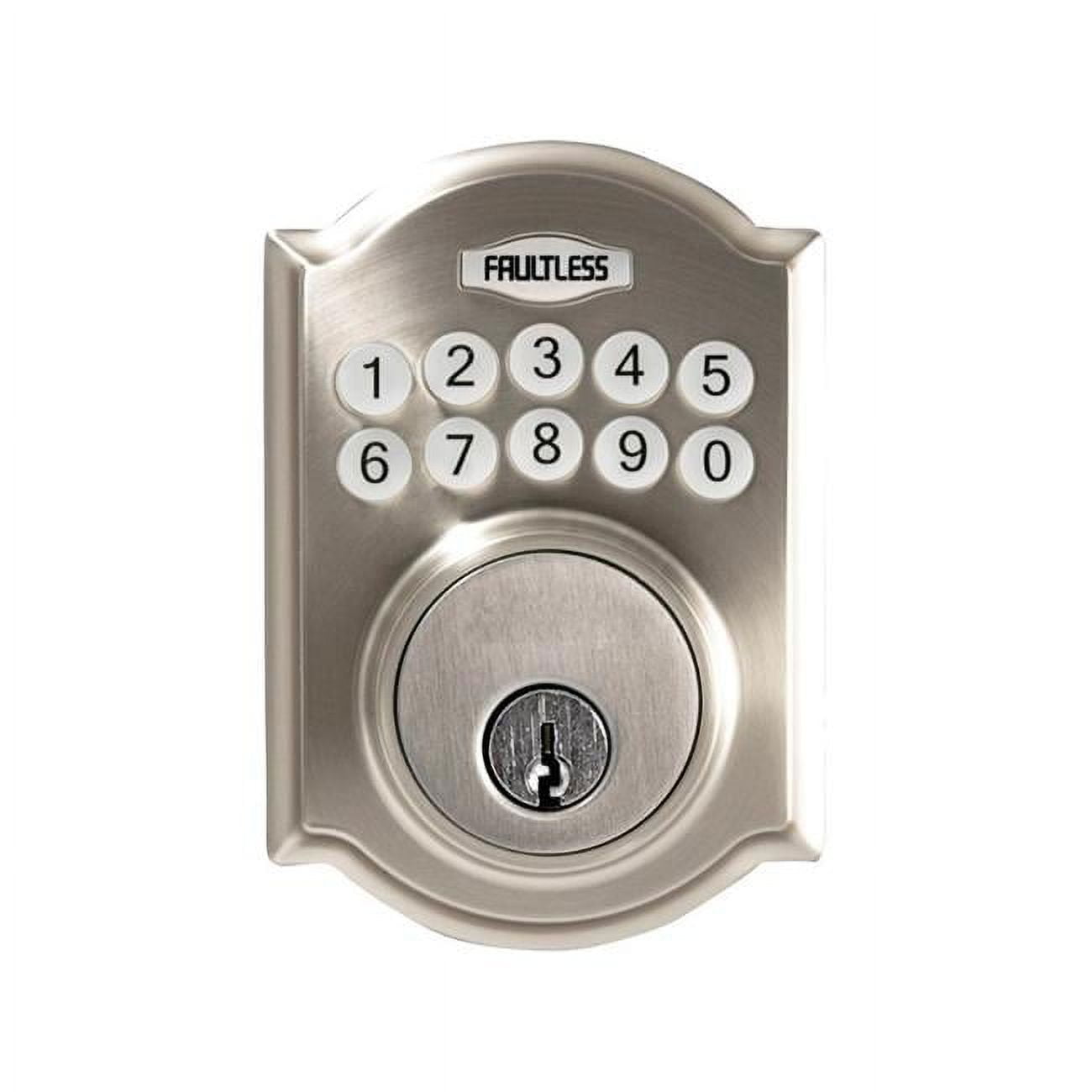 Faultless Satin Nickel Metal Electronic Deadbolt with Residential Auto ...