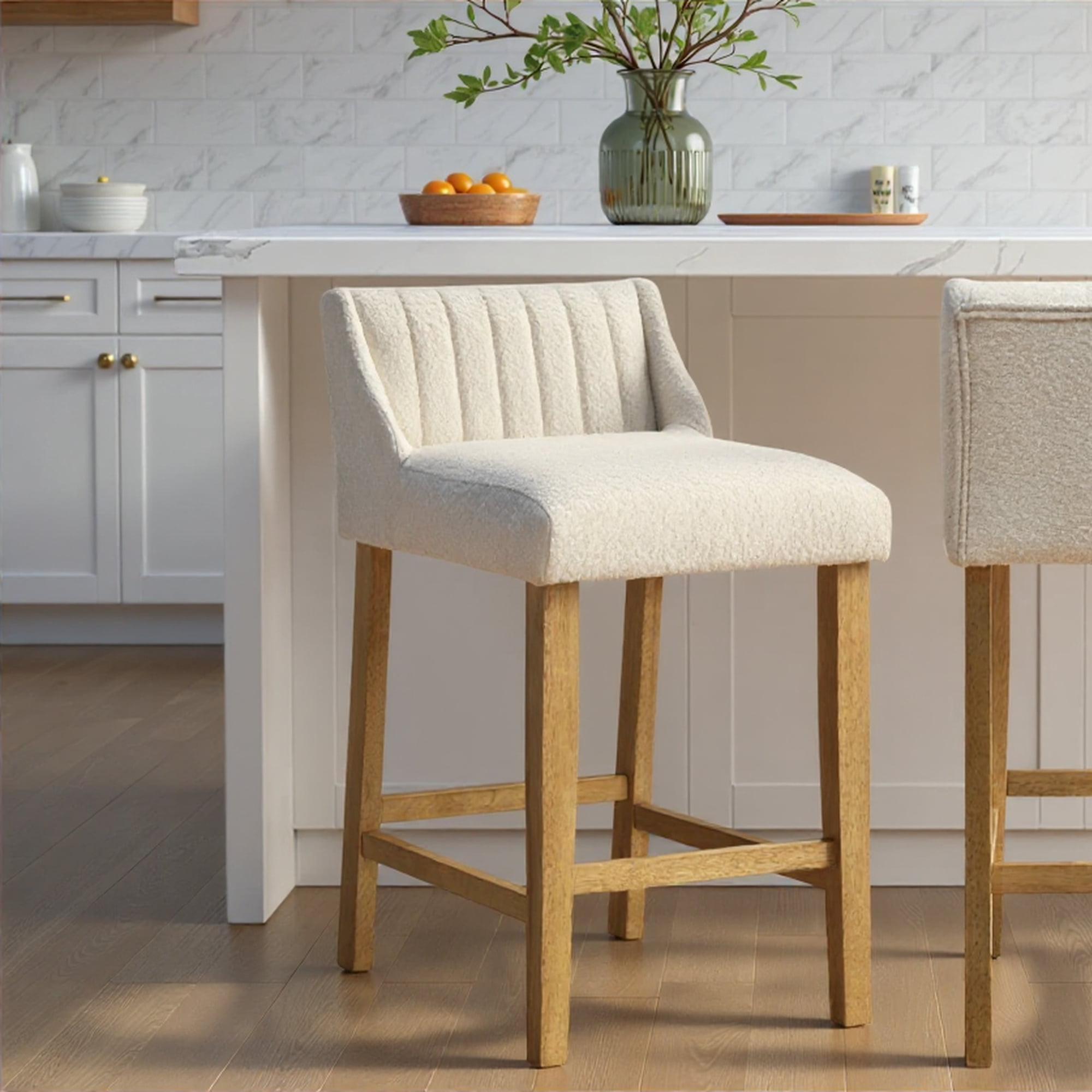 Fauna Modern Transitional Wood Counter Height Kitchen Bar Stool in ...