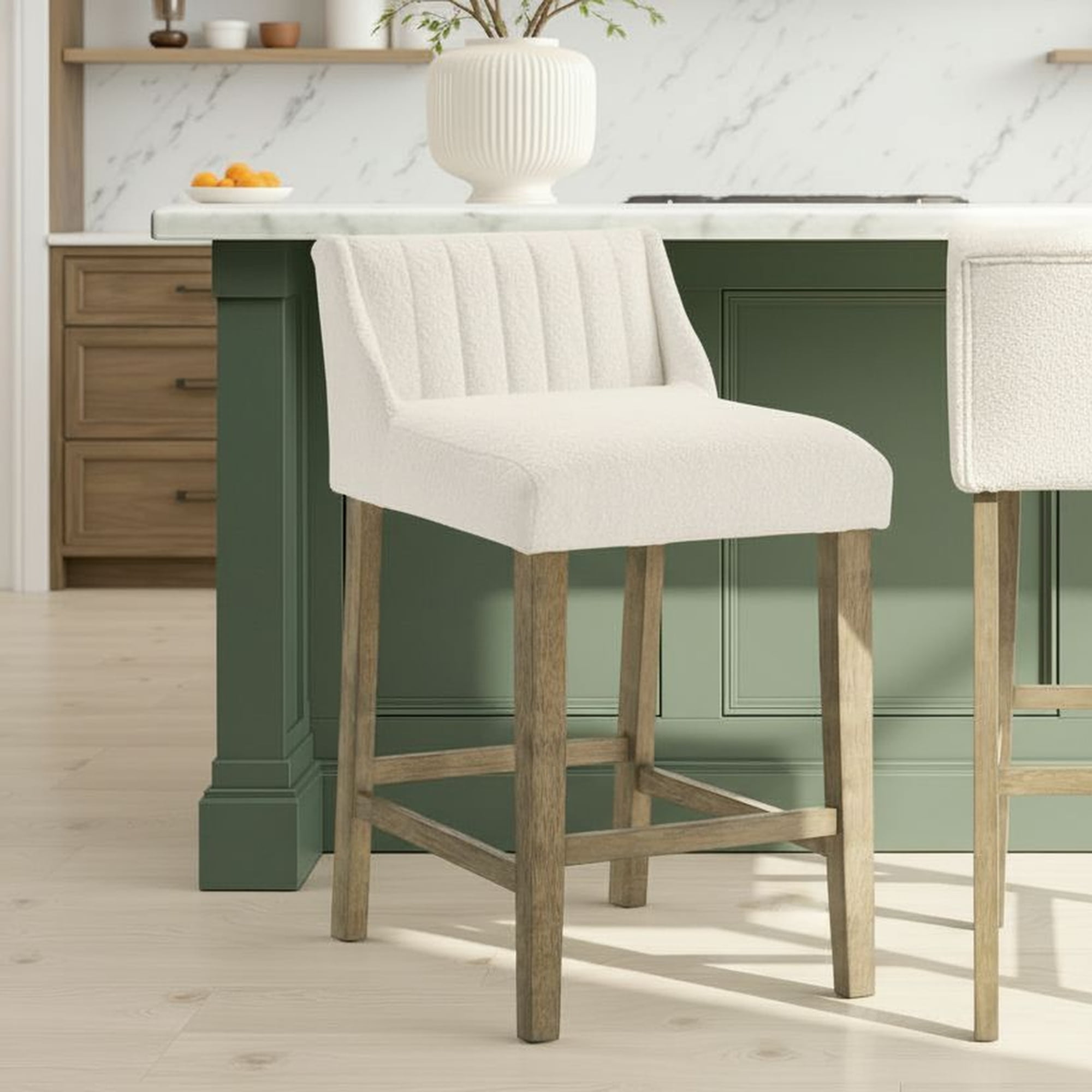 Fauna Modern Transitional Wood Counter Height Kitchen Bar Stool in ...