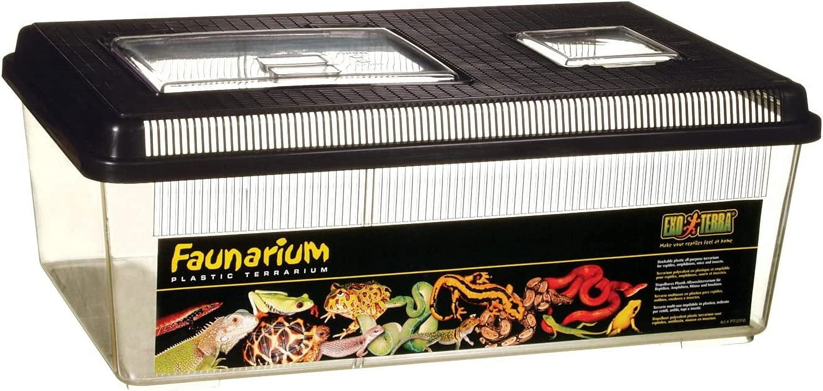 Faunarium Flat Home Plastic Reptile rium, Large (18" x 12" x 6.5"), Ideal for Temporary Housing ...