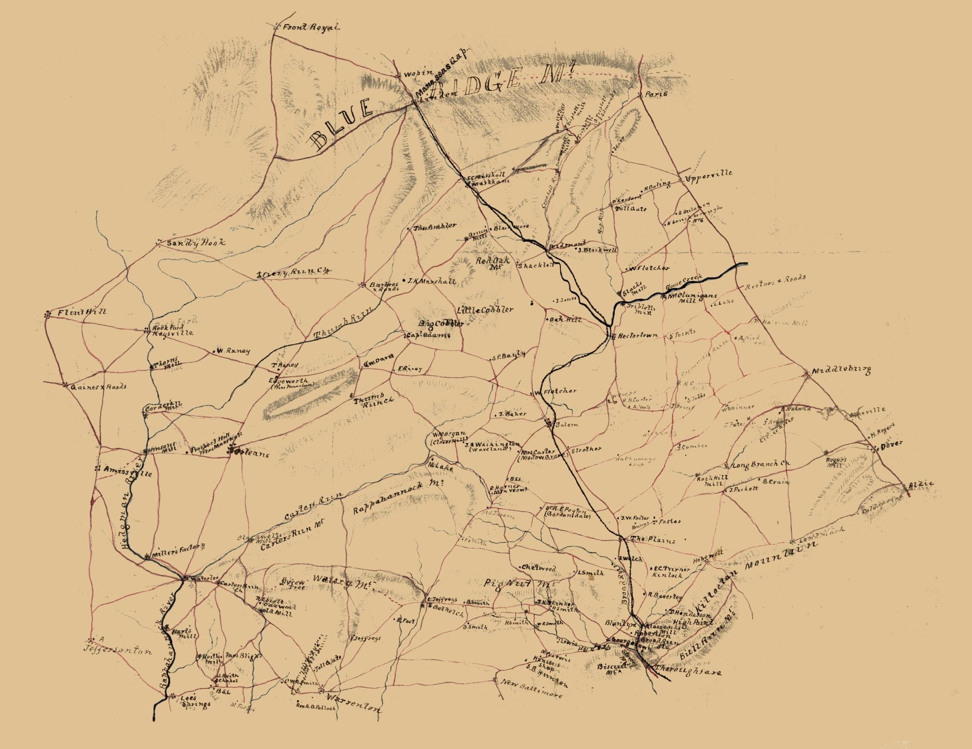 Historic County Map - Fauquier County Virginia - 1860 - 29.84 x 23 ...