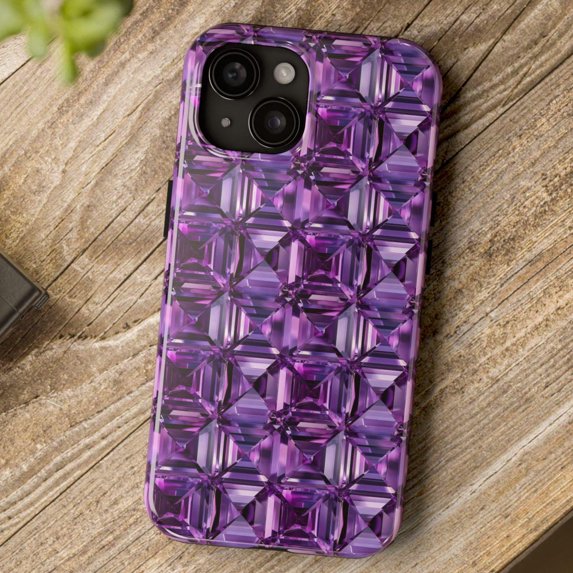 Faux Amethyst Gems Purple Bling Shiny Crystal Aesthetic Phone Case with ...