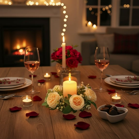 Faux Austen Rose Garland with Candle Cup, Elegant Candlestick Garland ...