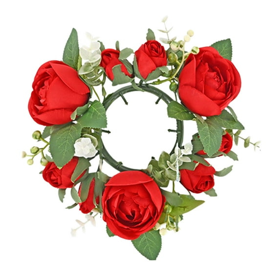 Faux Austen Rose Garland Candle Ring, Wedding Party Decoration Candle ...