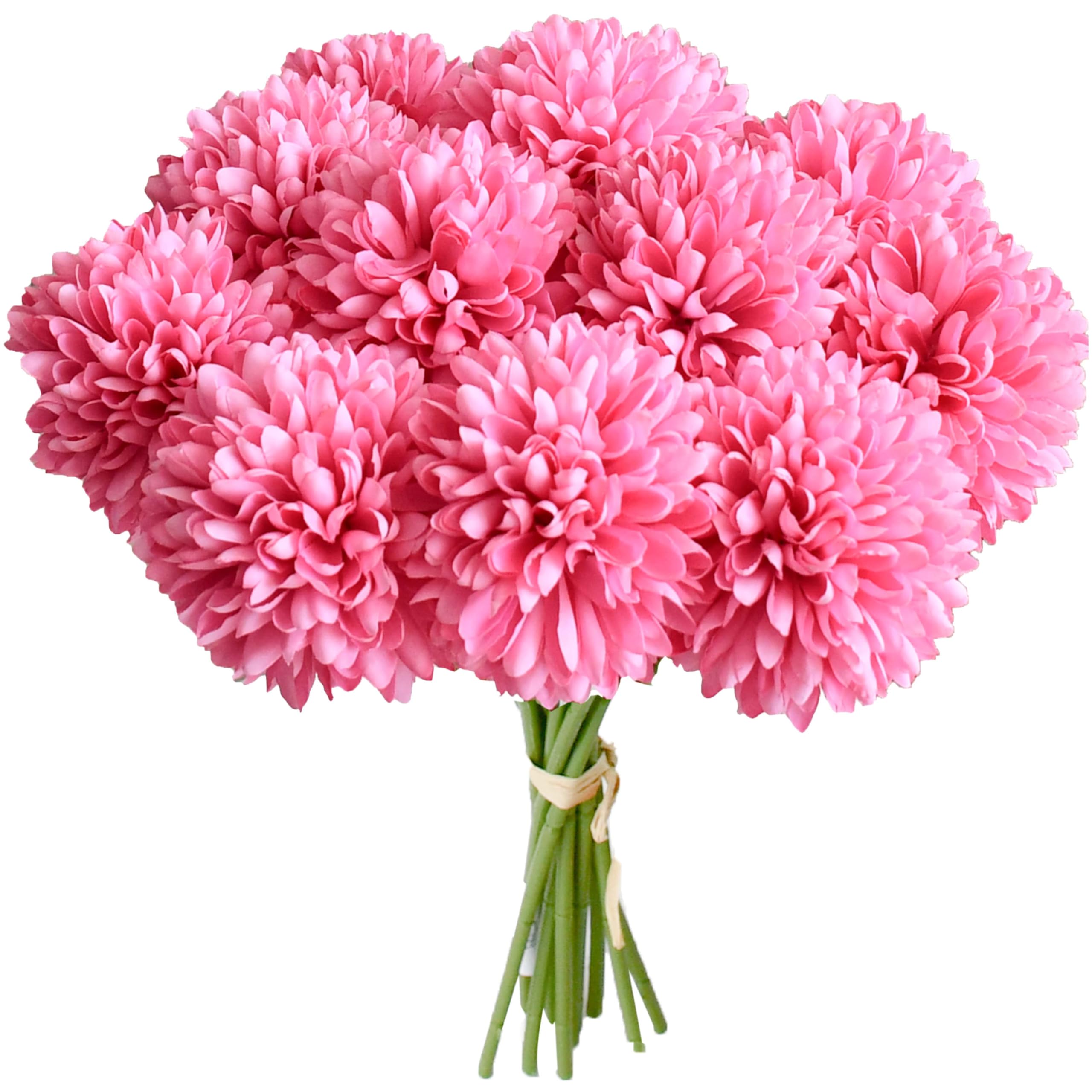 Faux Ball Chrysanthemum Flowers, 12 Stems Realistic Silk Blooms for ...