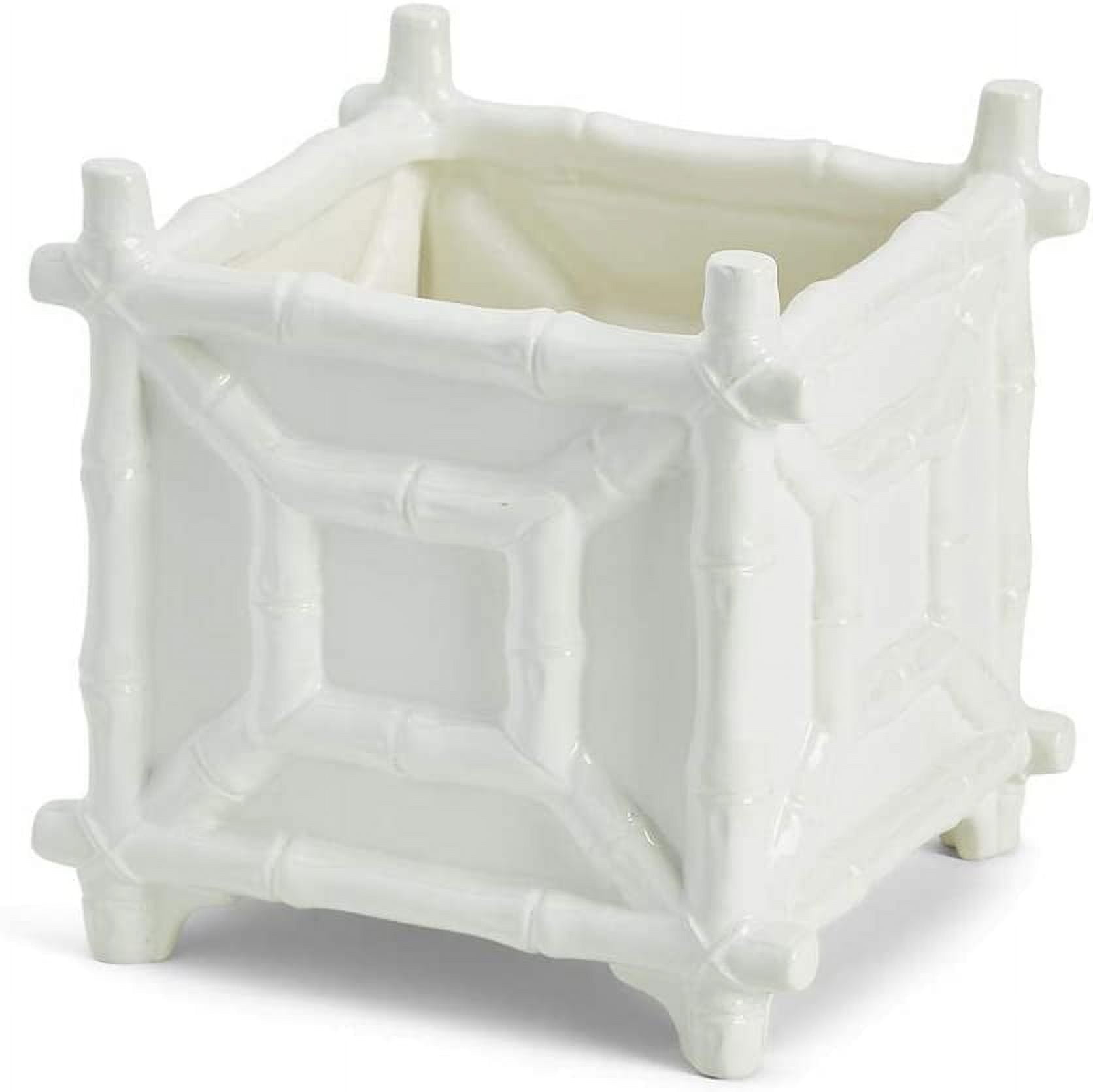 Faux Bamboo Cachepot, 7.75-Inch, White, Ceramic - Walmart.com