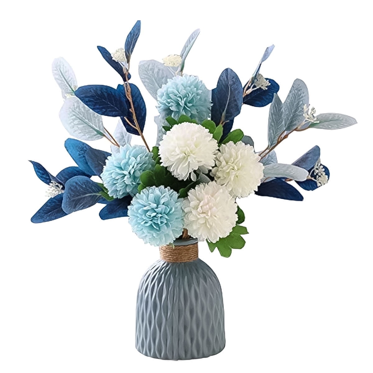 Faux Blue Hydrangea Flower Arrangement with Ceramic Vase - Artificial ...
