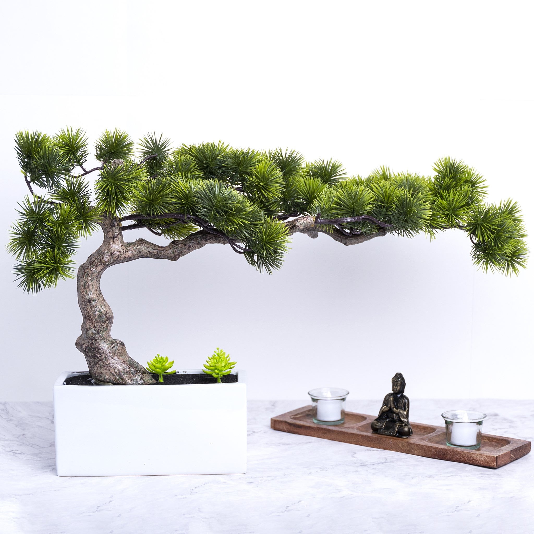 Faux Bonsai Pine with Ceramic Base, Fake Plant, Artificial Plant ...
