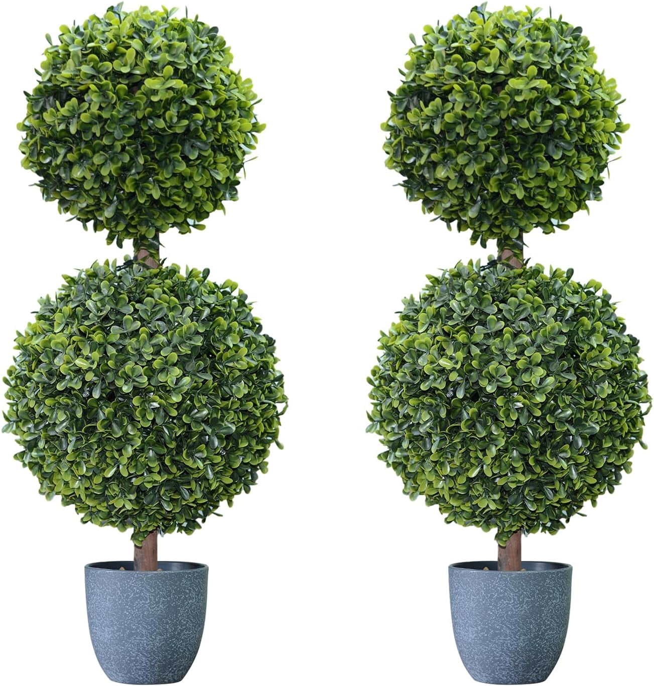 Faux Boxwood Topiary Plants Outdoor 2 Pack 23.6 Inch - Artificial Ball ...