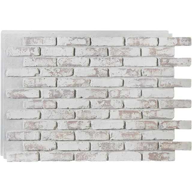 Interior Decorative Faux Brick 3D Wall Panel | Whitewash Brick | 47"L x ...