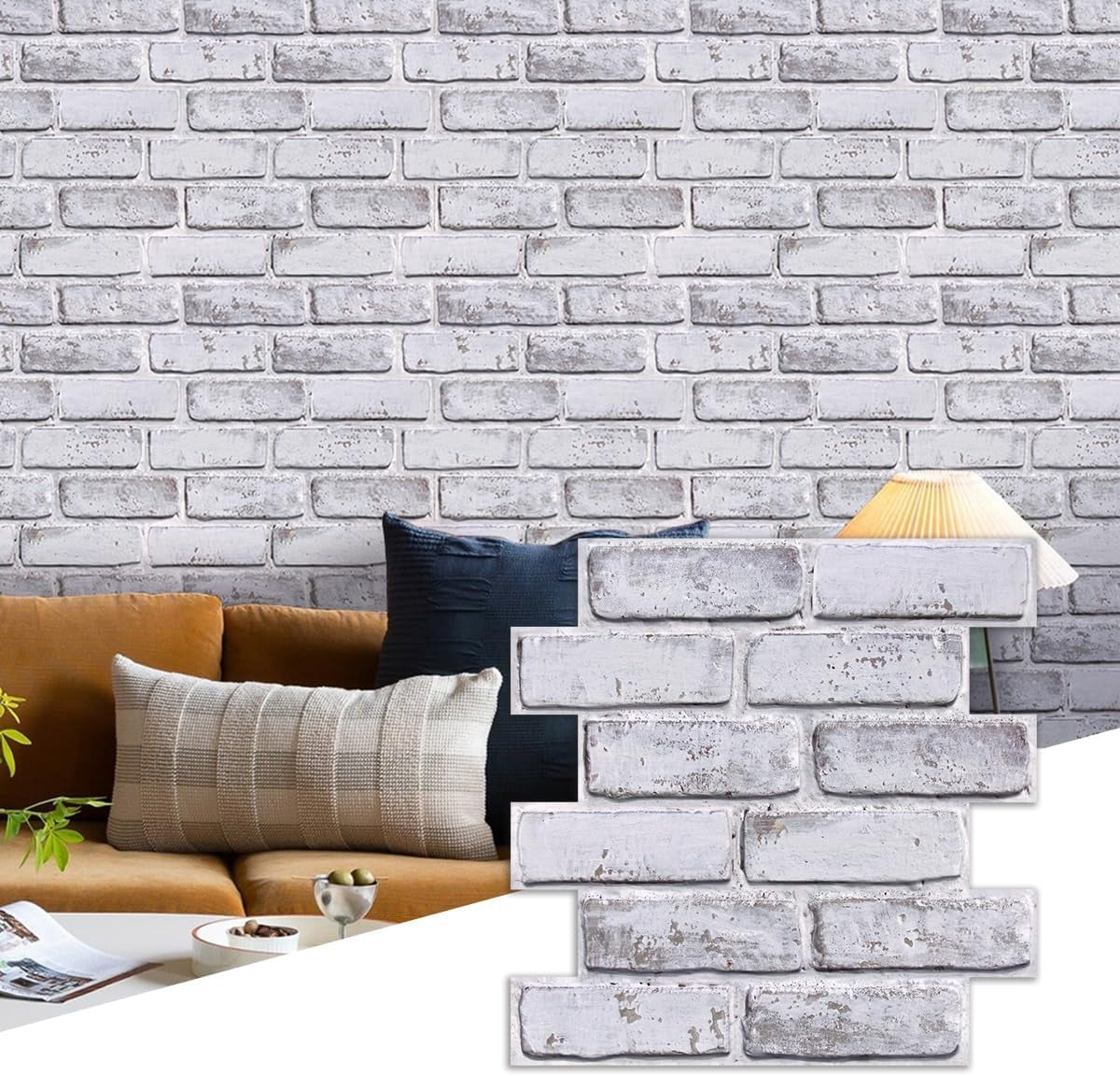 Faux Brick Peel and Stick Wall Panels - 10 count 11.8" x 11.8"Small ...
