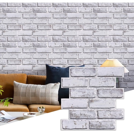 Faux Brick Peel and Stick Wall Panels - 10 count 11.8" x 11.8"Small ...