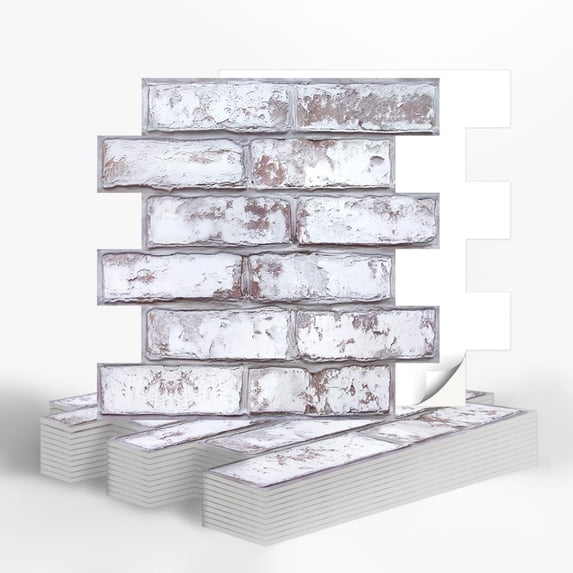 Faux Brick Wall Panels, Brick Wallpaper Peel and ,10 Pcs of 12"X12 ...