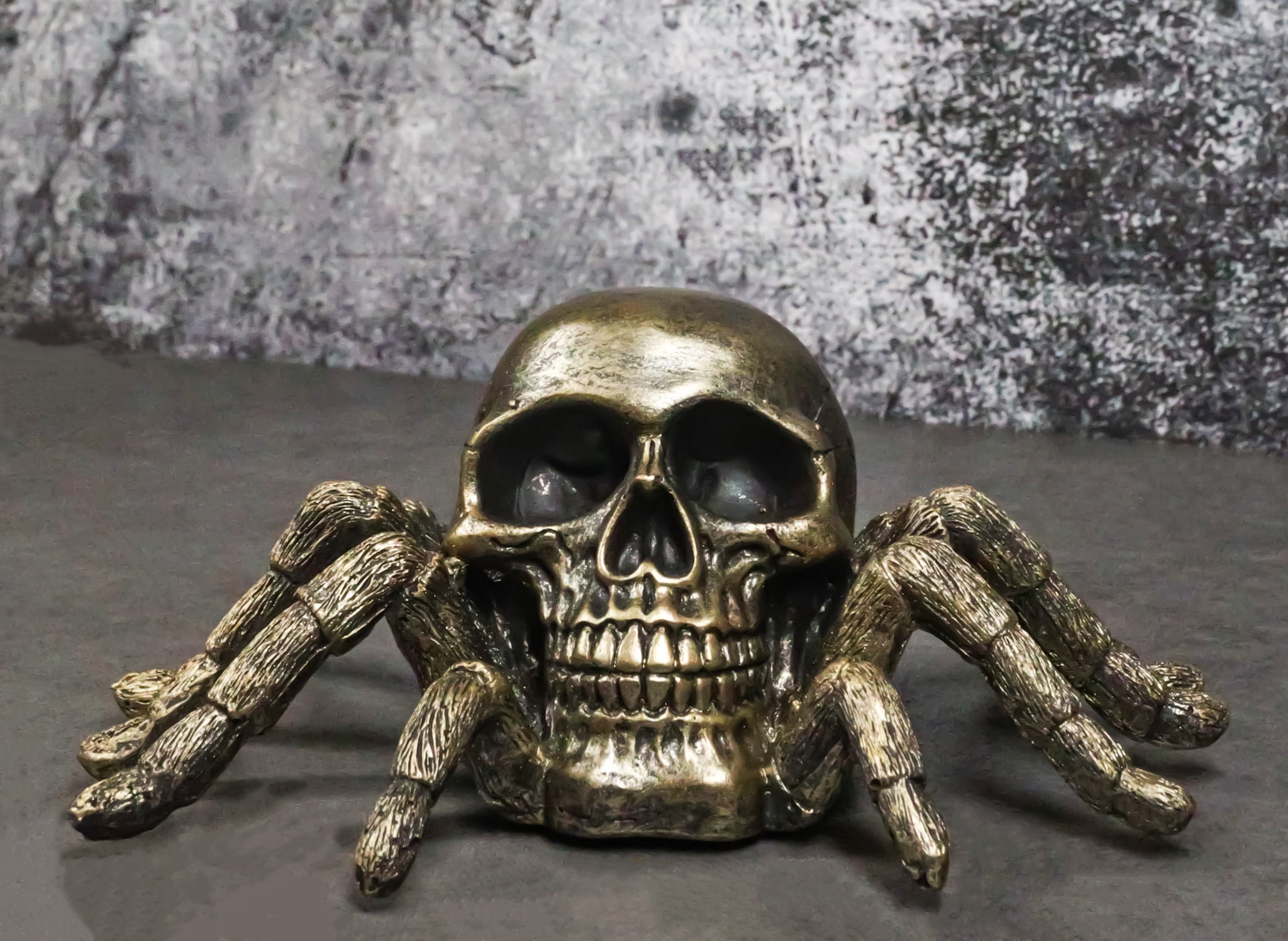 Faux Bronze Creepy Crawler Tarantula Arachnid Skulltula Spider Skull ...